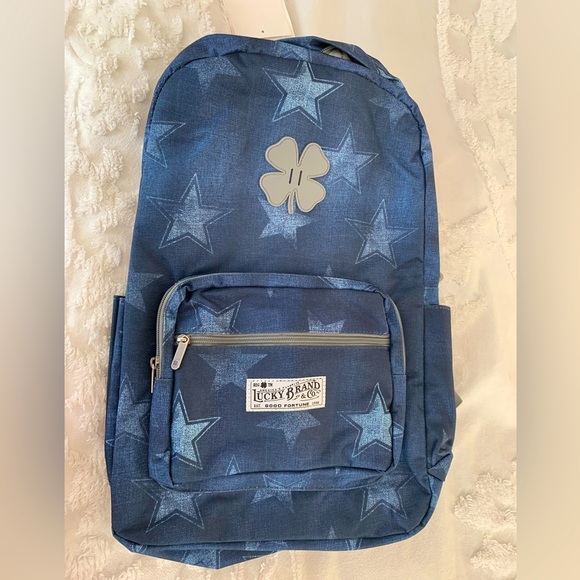 Lucky Brand | Bags | Nwt Lucky Brand Blue Backpack Logo 2 Large Side ...